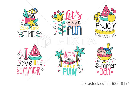 Summer Time Logo Design Templates Collection,... - Stock Illustration ...