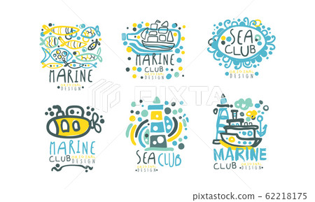 Sea Club Logo Design Templates Collection,... - Stock Illustration ...