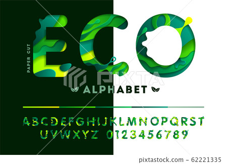 Stylish eco alphabet from colorful carved paper... - Stock Illustration ...
