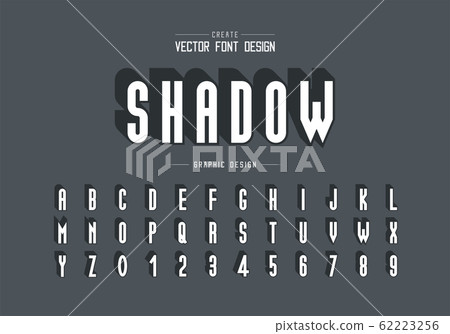 Font and alphabet vector, Tall shadow typeface... - Stock Illustration ...