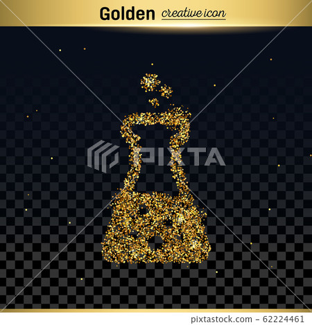 Gold glitter vector icon of beaker isolated on... - Stock Illustration ...