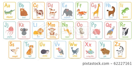 Alphabet cards for kids. Educational preschool... - Stock Illustration ...