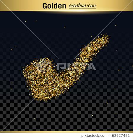 Gold glitter vector icon of smoking pipe... - Stock Illustration ...