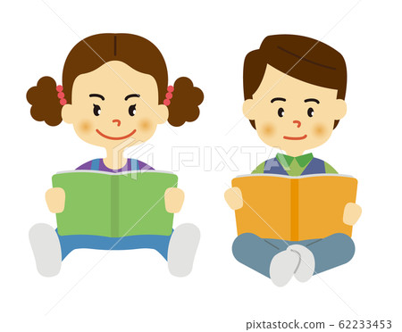 Children reading a picture book set - Stock Illustration [62233453] - PIXTA