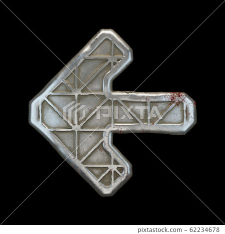 Industrial metal symbol left arrow on black... - Stock Illustration ...