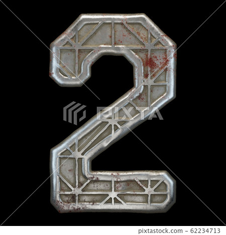 Industrial metal number 2 on black background 3d - Stock Illustration ...