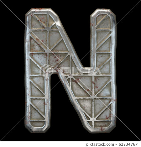 Industrial metal alphabet letter N on black... - Stock Illustration ...