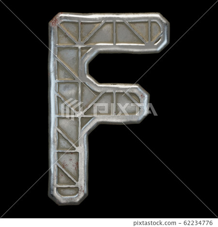 Industrial metal alphabet letter F on black... - Stock Illustration ...