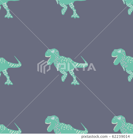 Turquoise dinosaur seamless pattern on grey. - Stock Illustration ...