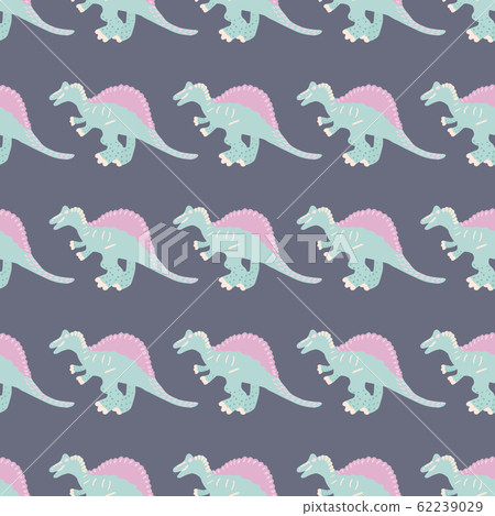 Cute turquoise dinosaur simple seamless pattern on - Stock Illustration ...
