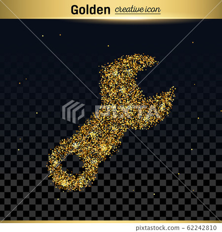 Gold glitter vector icon of spanner isolated on... - Stock Illustration ...