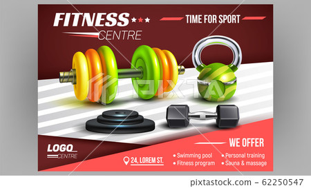 Fitness Centre Sport Advertising Poster Vector - Stock Illustration ...