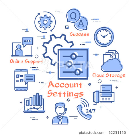 Vector concept of online support - account... - Stock Illustration ...