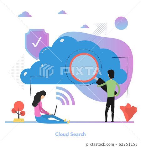 Vector square concept of cloud search in flat - Stock Illustration ...