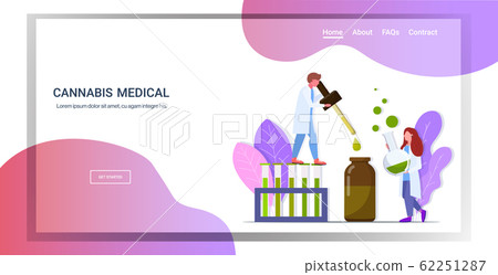 scientists couple testing cbd hemp oil... - Stock Illustration ...