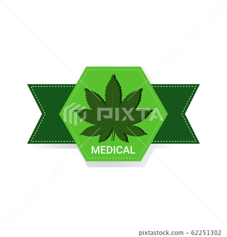 marijuana leaf sticker cbd oil label hemp ganja... - Stock Illustration ...