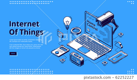 Internet of things isometric web banner, iot. - Stock Illustration ...