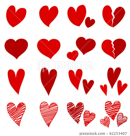 Set of handwritten wind hearts vector red - Stock Illustration ...