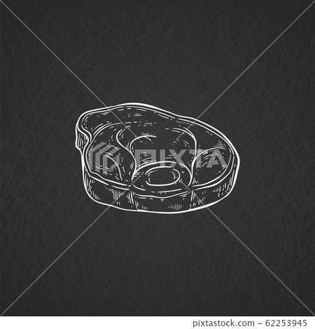 Pork or beef meat piece icon chalk drawn... - Stock Illustration ...
