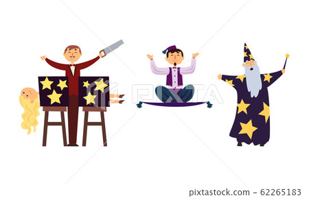 Circus Magicians Characters Performing Tricks... - Stock Illustration ...