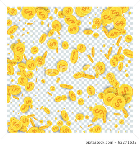 Spinning flying gold coins on transparent... - Stock Illustration ...