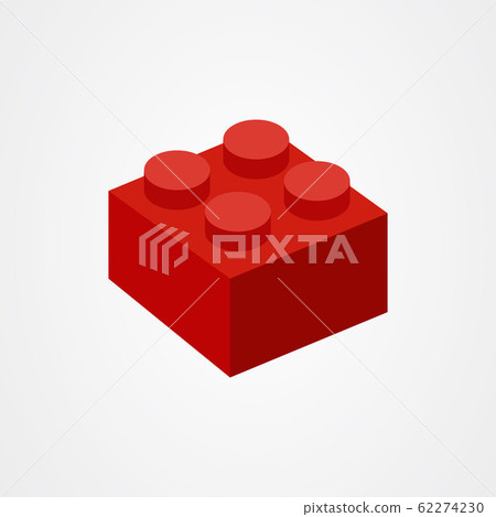 Red children brick toys or building block icon - Stock Illustration ...