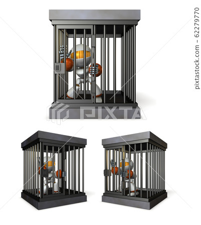 Robot trapped in a cage - Stock Illustration [62279770] - PIXTA