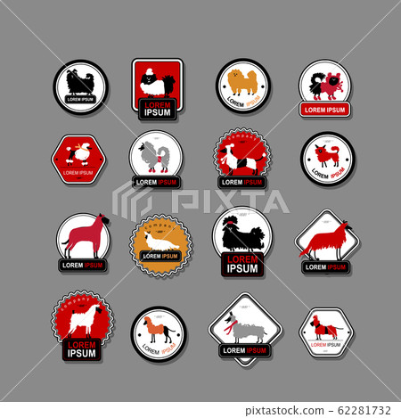 Set of labels with dogs for your design - Stock Illustration [62281732 ...