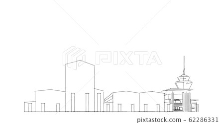 Factory buildings sketch drawings in perspective - Stock Illustration ...