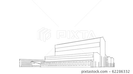 Factory buildings sketch drawings in perspective - Stock Illustration ...