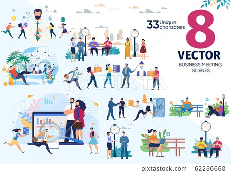 Break in Office Work Flat Vector Concepts Set - Stock Illustration ...