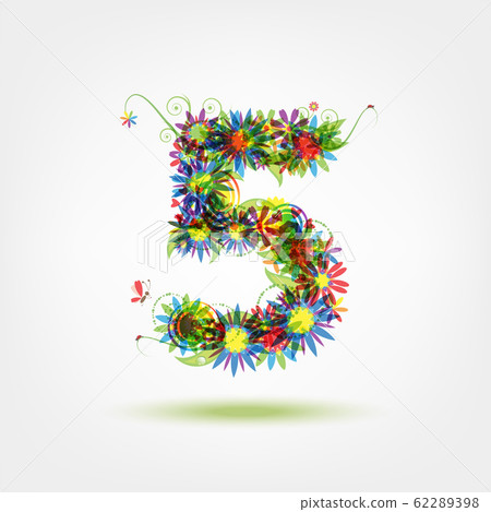 Five, floral number for your design - Stock Illustration [62289398] - PIXTA