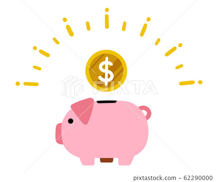 Cute pig piggy bank dollar coin money - Stock Illustration [62290000 ...