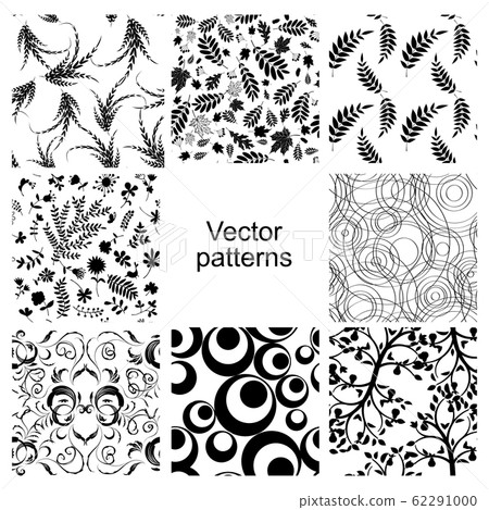 Set of 8 black seamless patterns for your design - Stock Illustration ...
