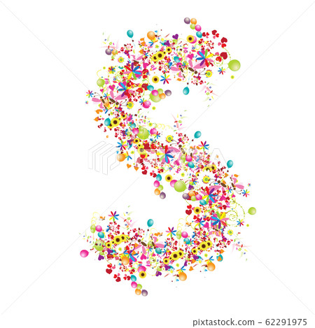 Floral letter S for your design. - Stock Illustration [62291975] - PIXTA