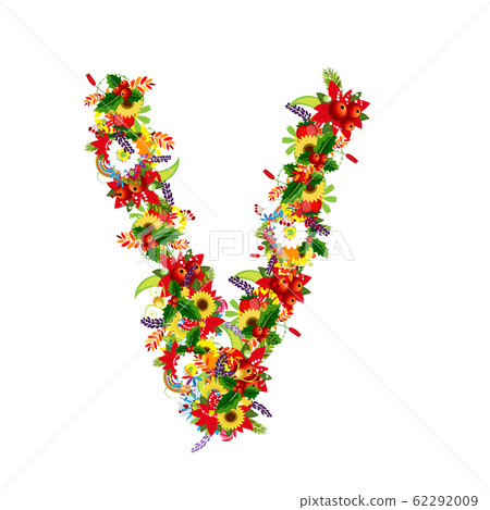 Floral letter V for your design - Stock Illustration [62292009] - PIXTA