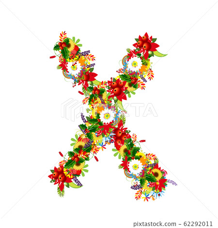 Floral letter X for your design - Stock Illustration [62292011] - PIXTA