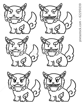 Shisa illustration set (line only) - Stock Illustration [62295039] - PIXTA