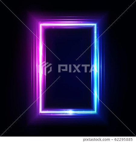 Neon vertical rectangle frame, border. Neon... - Stock Illustration ...