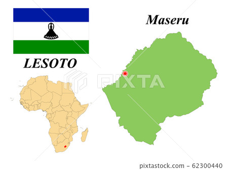 Kingdom of Lesotho. Capital of Maseru. Flag of...-插圖素材 [62300440] - PIXTA圖庫