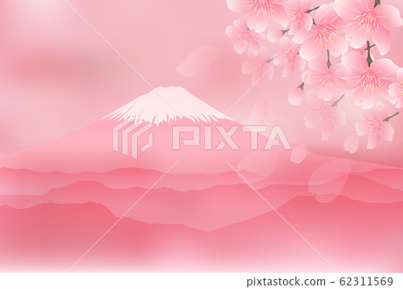 Mt. Fuji cherry blossom spring background - Stock Illustration ...