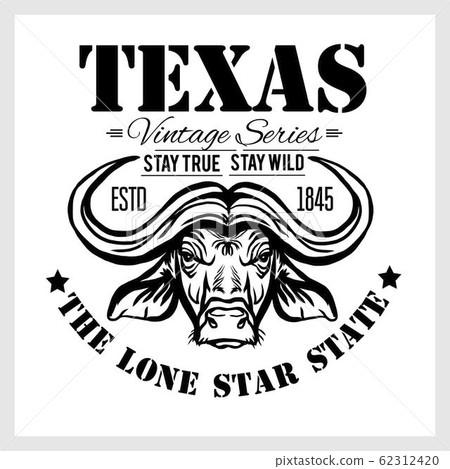 Texas - vintage typography with a Bull Head - Stock Illustration ...