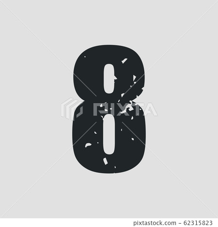 Number 8 grunge style simple design. Vector eps10 - Stock Illustration ...