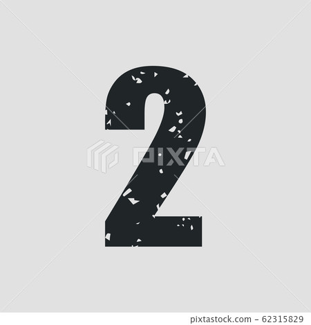 Number 2 grunge style simple design. Vector eps10 - Stock Illustration ...