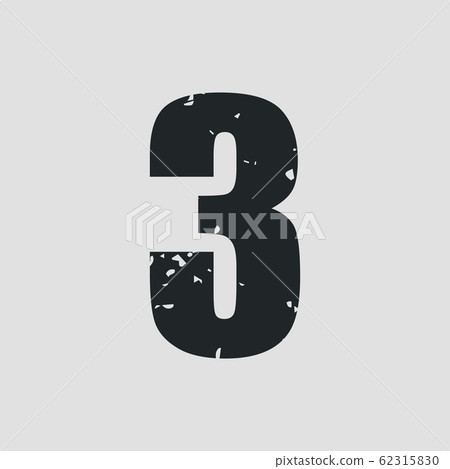 Number 3 grunge style simple design. Vector eps10 - Stock Illustration ...