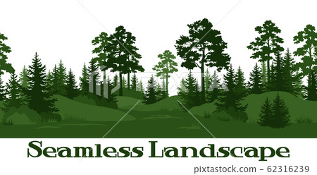 Seamless Landscape with Trees - Stock Illustration [62316239] - PIXTA