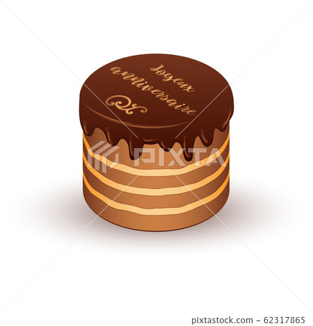 Isometric chocolate cake with the inscription - Stock Illustration ...