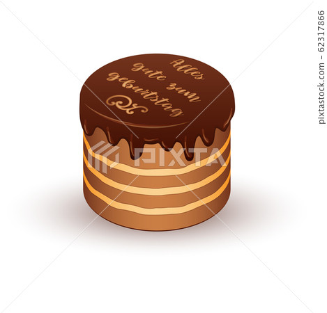 Isometric chocolate cake with the inscription - Stock Illustration ...