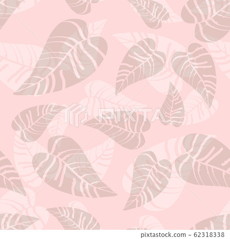 Pink color tropical leaves seamless pattern.... - Stock Illustration ...