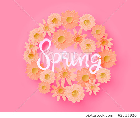Spring banner with flower in paper cut style. - Stock Illustration ...